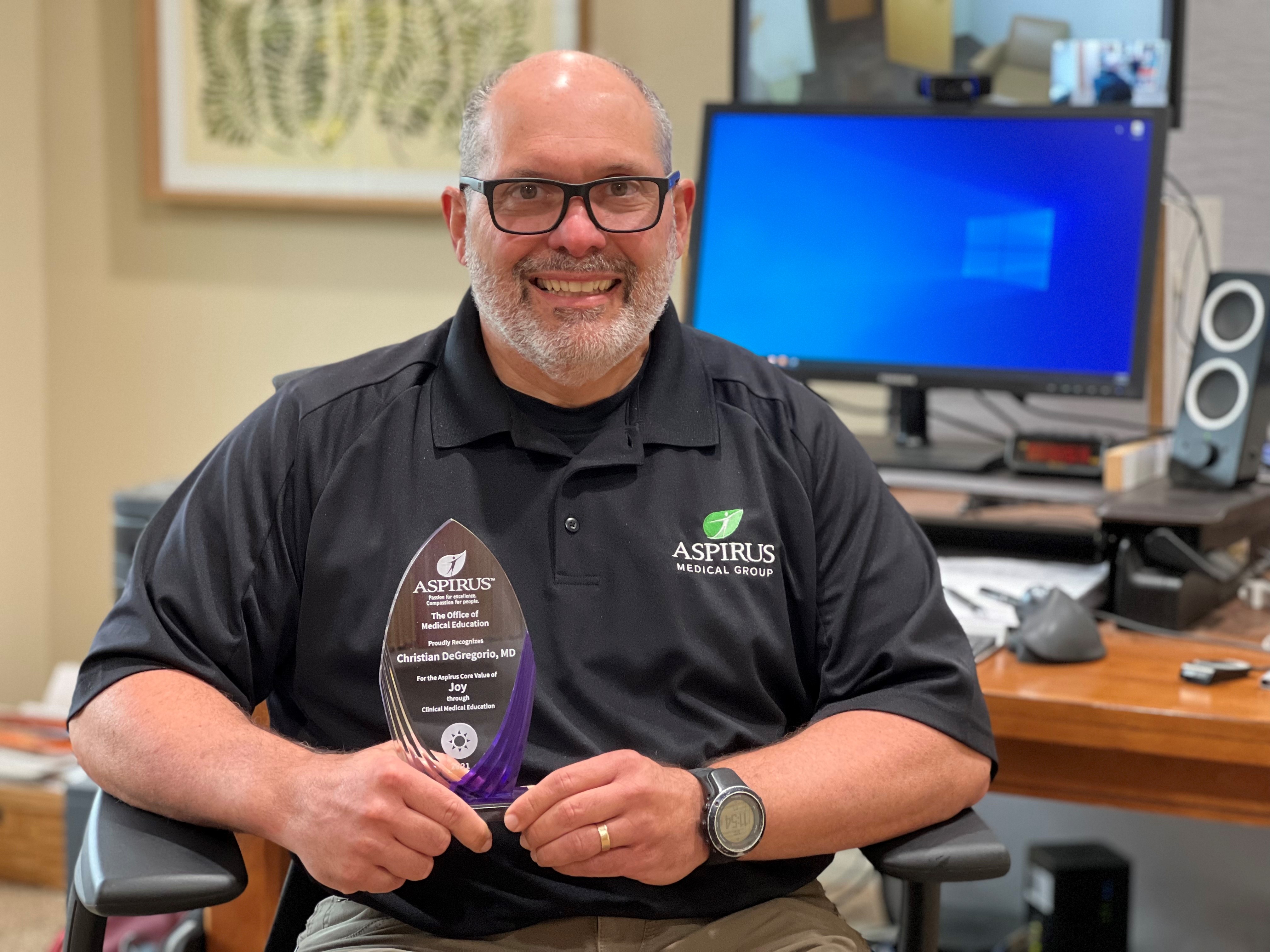 Dr. Christian DeGregorio Receives OME Joy Award | Press Room | Aspirus ...